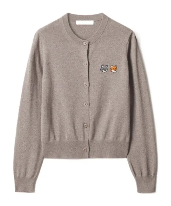 Maison Kitsuné Double Fox Head Cardigan - Taupe