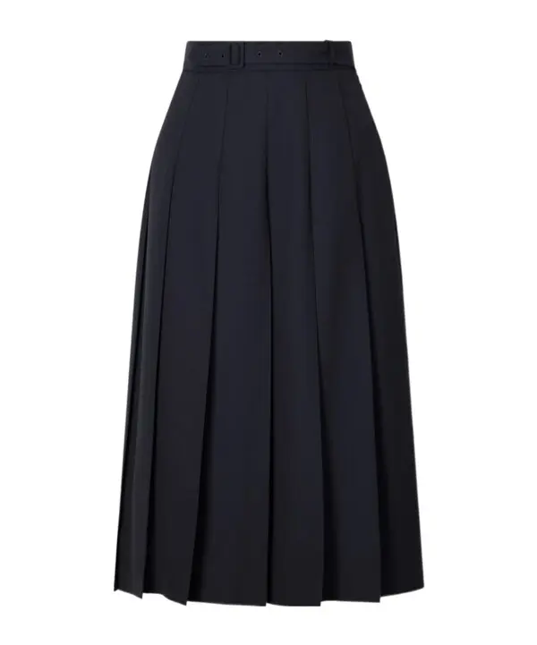 Auralee Hopsack Pleated Midi Skirt - Black