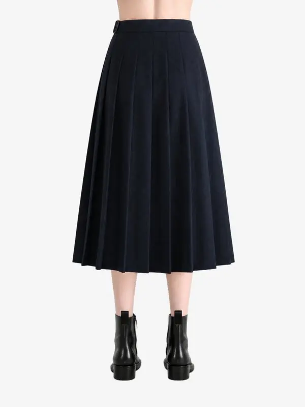 Auralee Hopsack Pleated Midi Skirt - Black