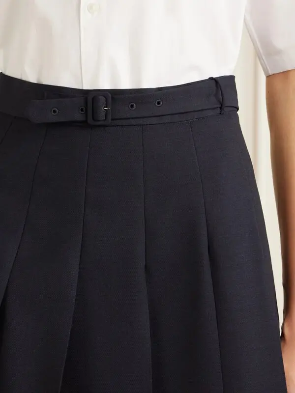 Auralee Hopsack Pleated Midi Skirt - Black