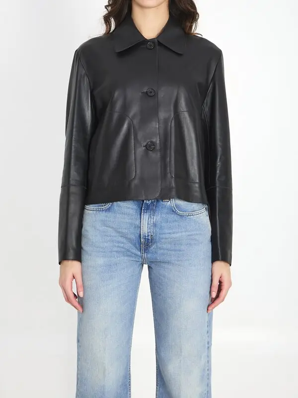 ARMA Cropped Leather Chore Jacket