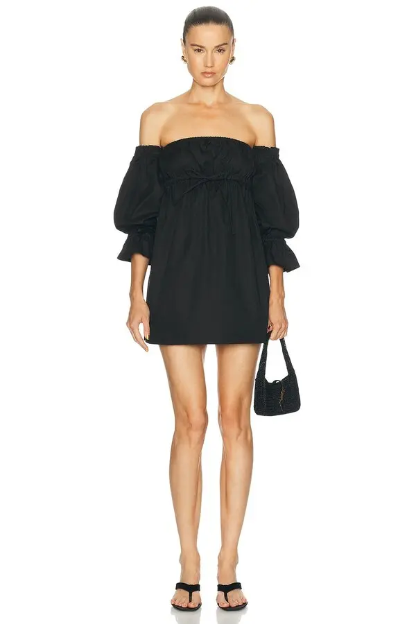 Saint Laurent Off-the-shoulder Mini Dress - Noir