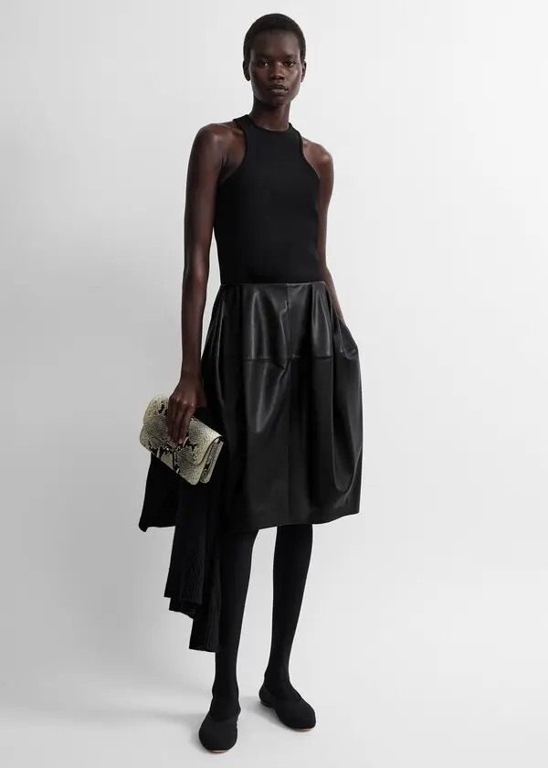 TOTEME Sculptural Leather Skirt - Black