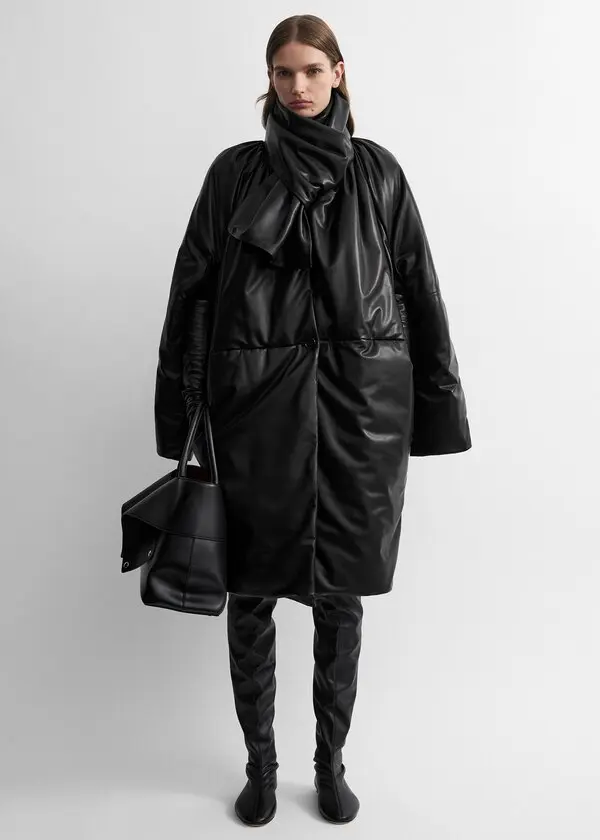 TOTEME Padded Leather Coat - Black