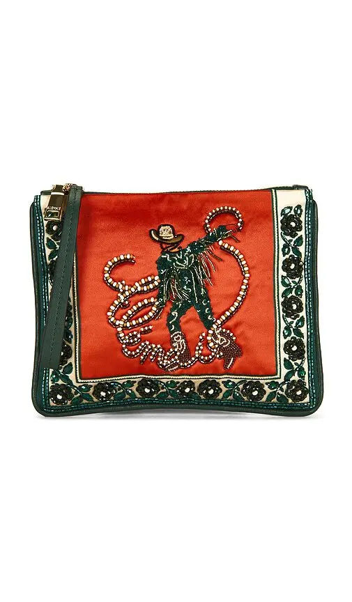 ALEMAIS Ace Cowboy Embellished Clutch In Red - Multi