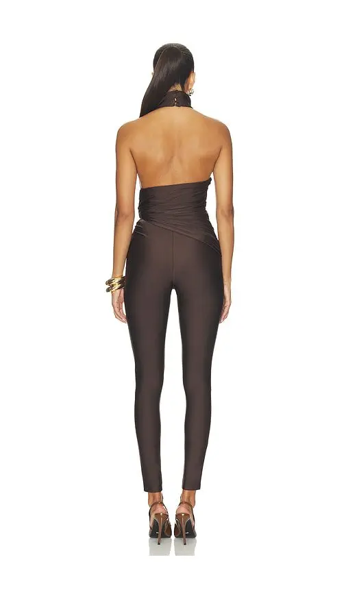 Andamane Tatiana Sleeveless Open Back Jumpsuit In Chocolate