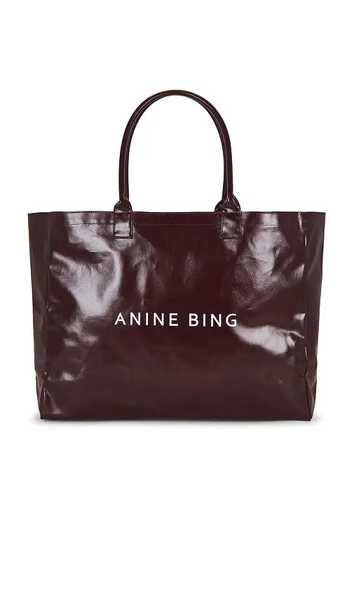 ANINE BING Leo Coated Canvas Tote Bag - Fig