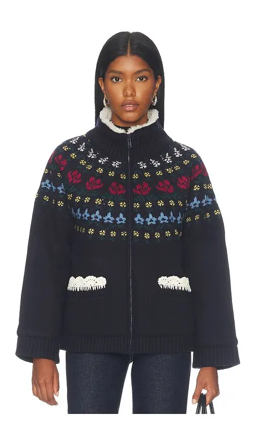 Sea Preston Knit Sherpa Lined Jacket - Navy