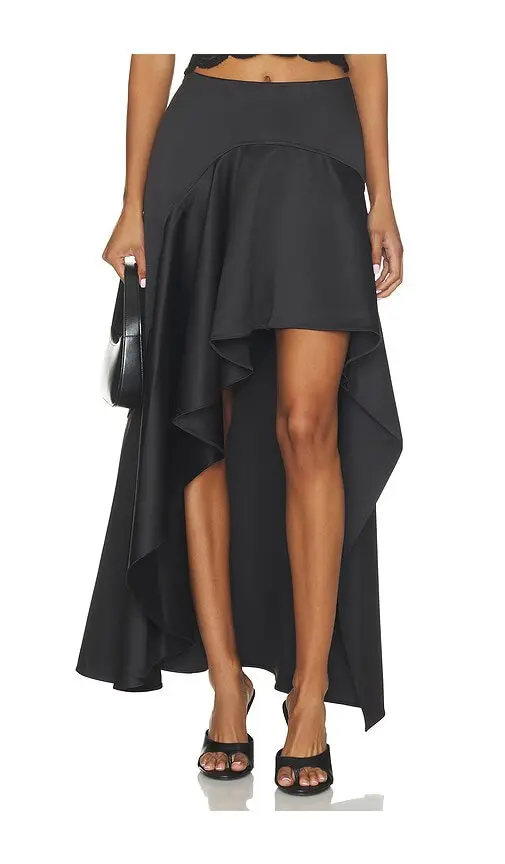AKNVAS Alana Draped Satin Skirt - Black