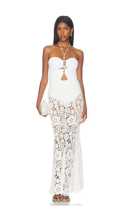 PatBO Gal Embroidery Maxi Dress - White