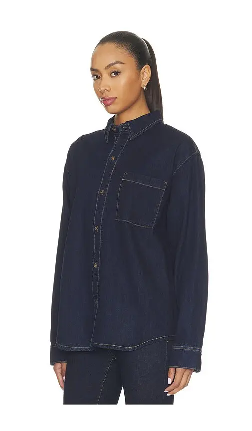 Good American The Denim Oversized Shirt In Denim-dark