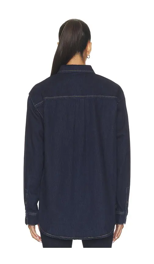 Good American The Denim Oversized Shirt In Denim-dark