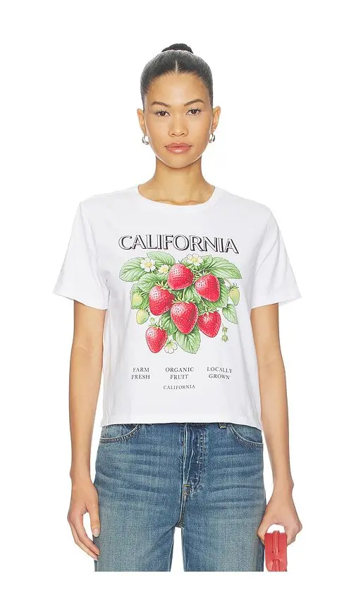 SUNNY SOMEWHERE California Strawberries Everyday Tee - White