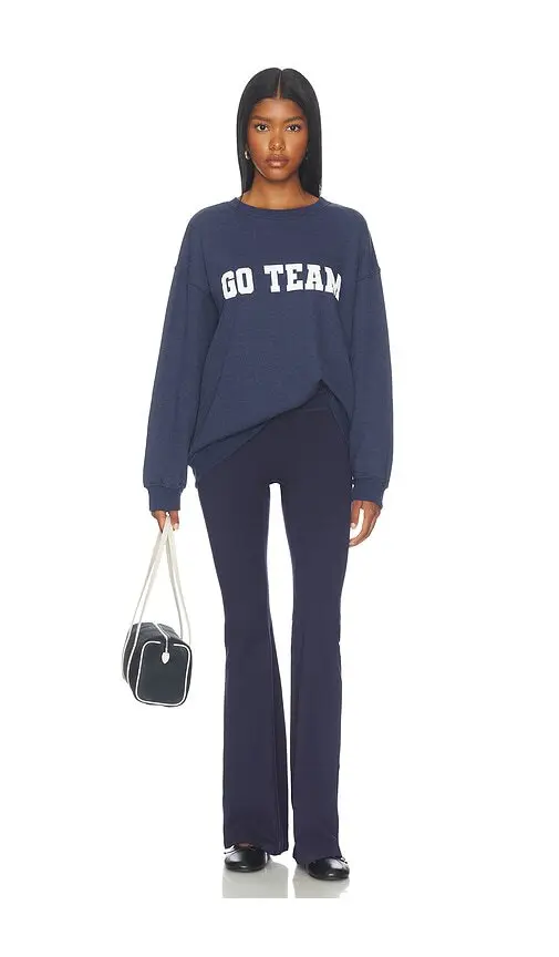 SUNNY SOMEWHERE Oversized Crew Neck "go Team" Sweatshirt