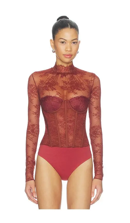 Retrofete Valentina Lace Bodysuit In Brown