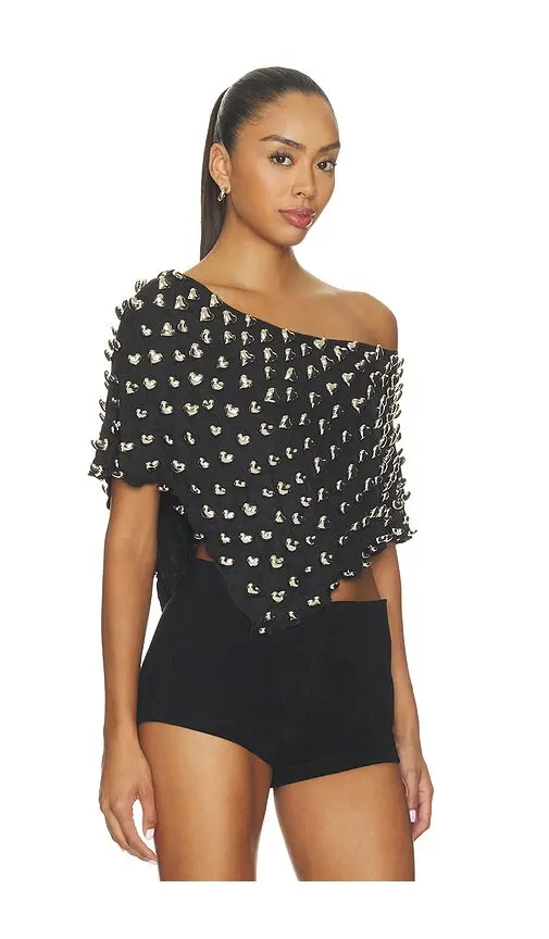 UNDERSTATED LEATHER Heart Charm Cropped Poncho