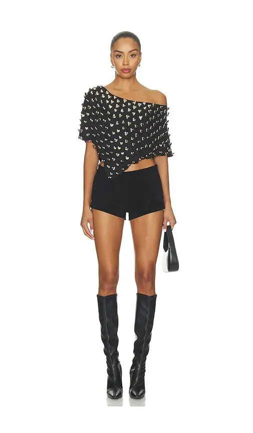 UNDERSTATED LEATHER Heart Charm Cropped Poncho
