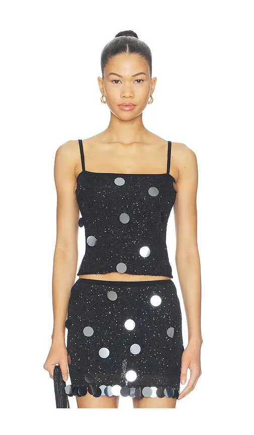 Ph5 Ariel Sequins Tank Top In Black - Midnight Black