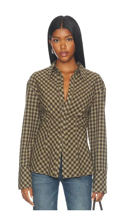 Tularosa Evelynn Top - Brown Gingham