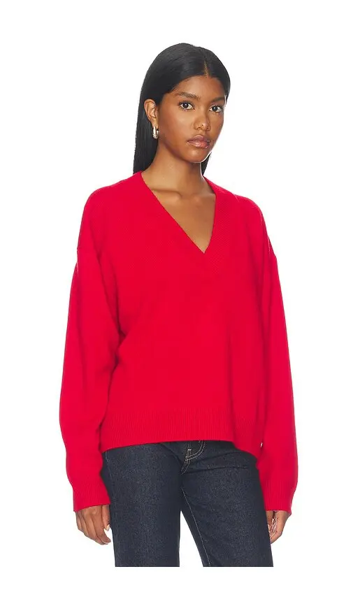 ANINE BING Lee Cashmere V-neck Sweater - Tango Red