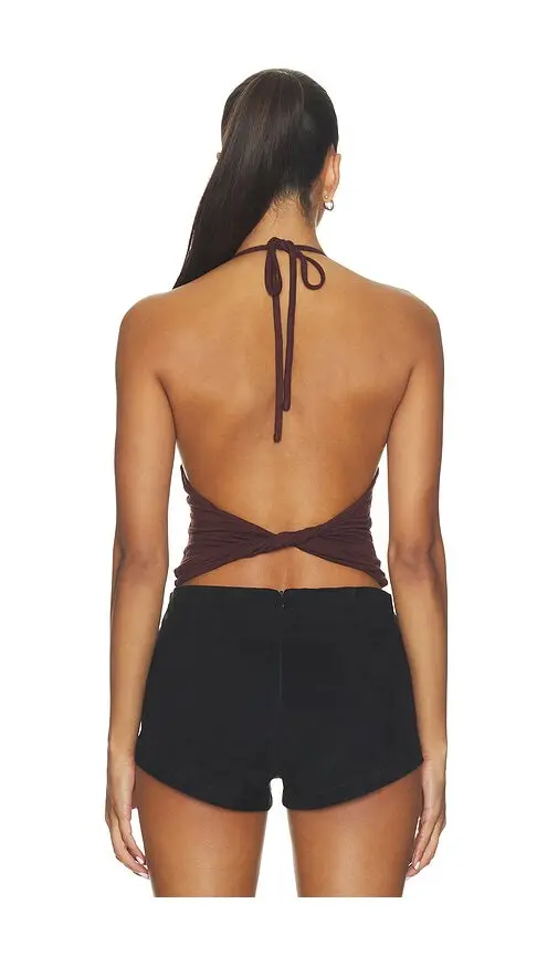 MORE TO COME Fringe Halter Neck Top