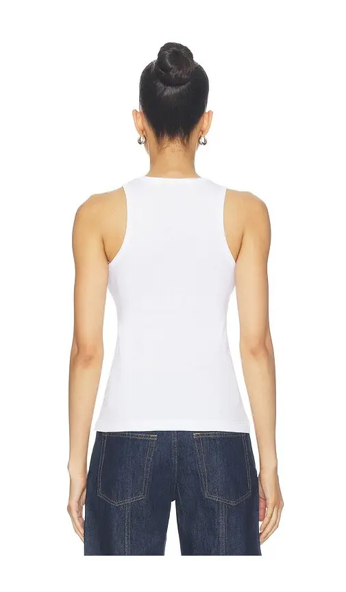 GANNI Compact Rib Tank Top In White