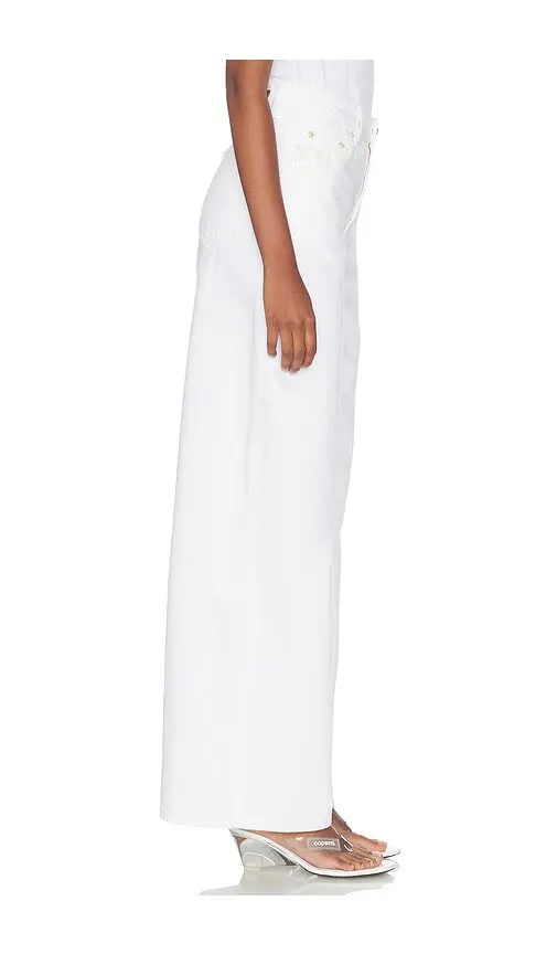 GANNI White Denim Lari Jeans With Lace Trim