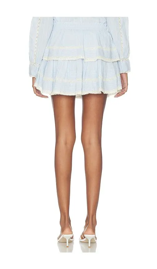 LoveShackFancy Ruffle Mini Skirt In Blue