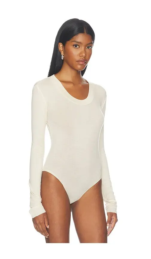 ENTIRE STUDIOS Crew Neck Bodysuit In Cream