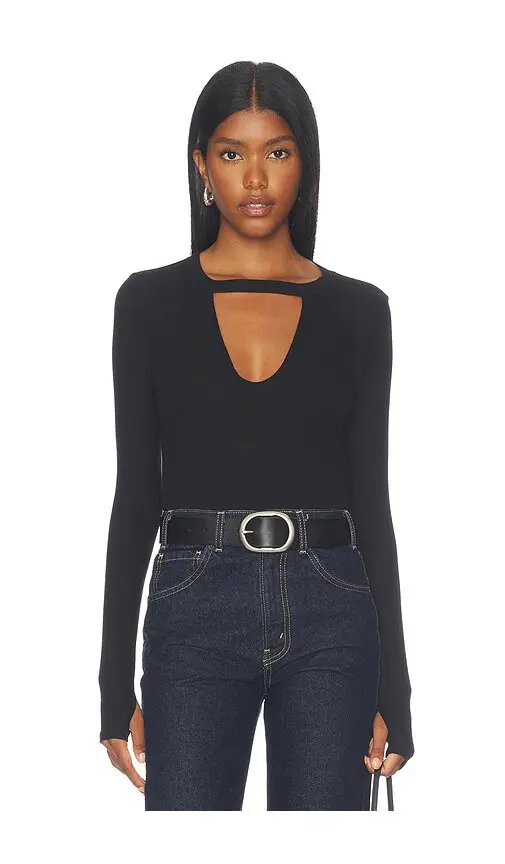Michael Lauren Keplin Fitted Longsleeve With Cutout Double Line - Black