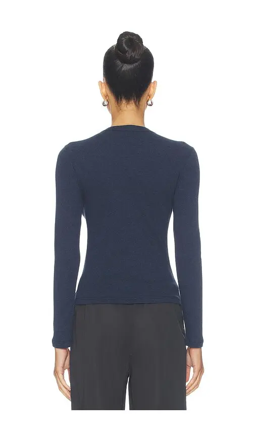 LESET Nando Slim Fit Long Sleeve Top In Navy