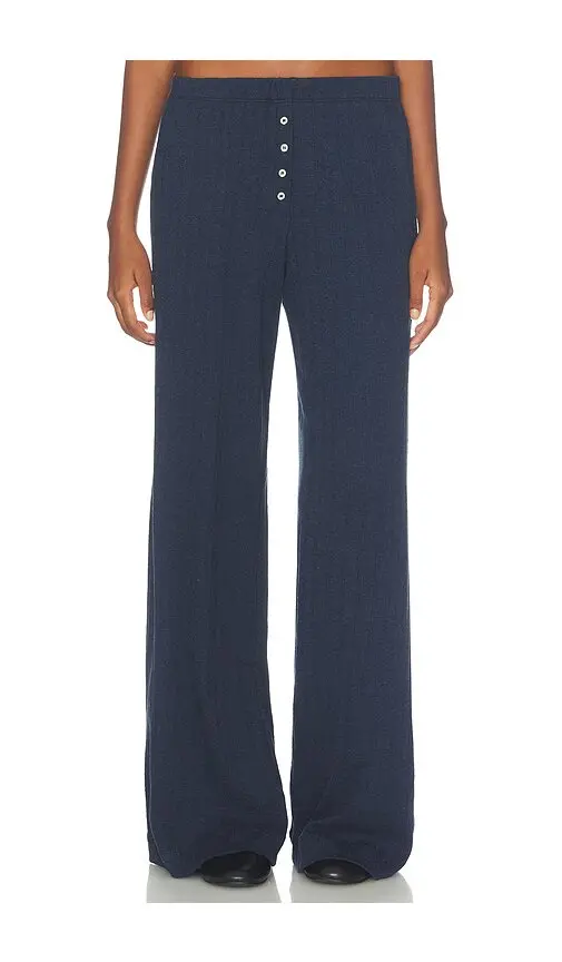 LESET Pointelle Boxer Pant In Midnight Melange In Navy - Midnightmelange