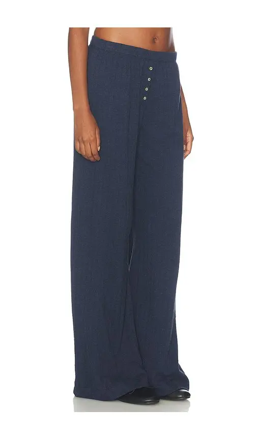 LESET Pointelle Boxer Pant In Midnight Melange In Navy