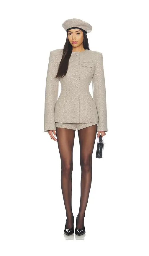 Naked Wardrobe Chevron Suited Button Up Blazer
