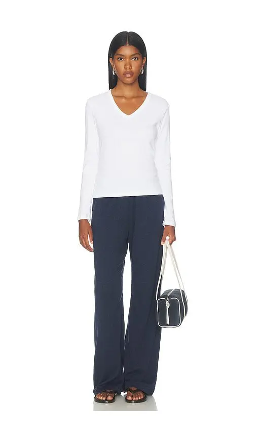 LESET Nando Slim Long Sleeve V Neck Top