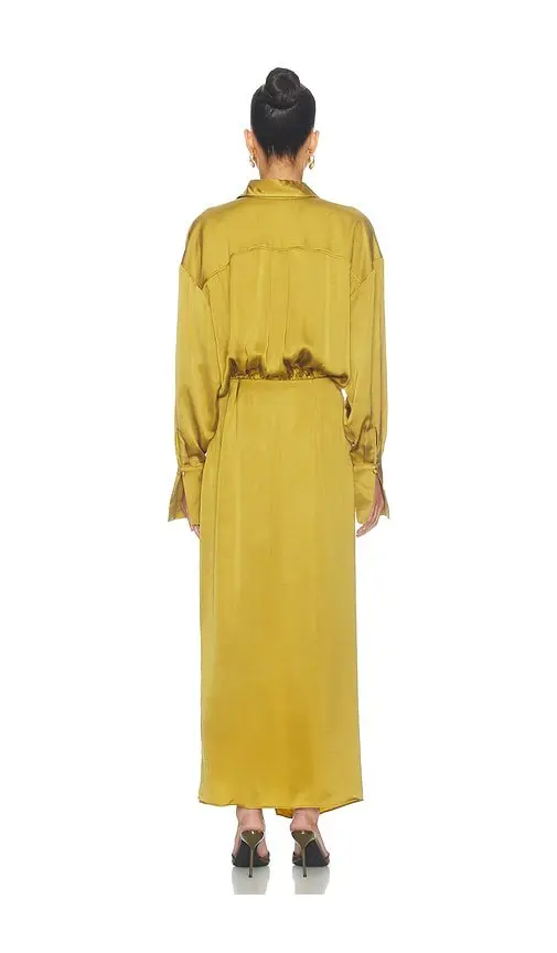 Andamane Draped Maxi Shirt Dress - Amber