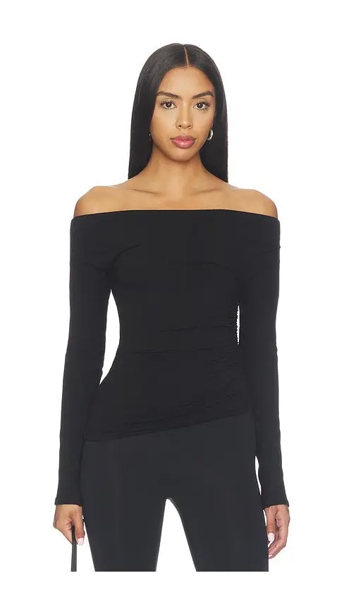 Naked Wardrobe Off-shoulder Asymmetric Top - Black