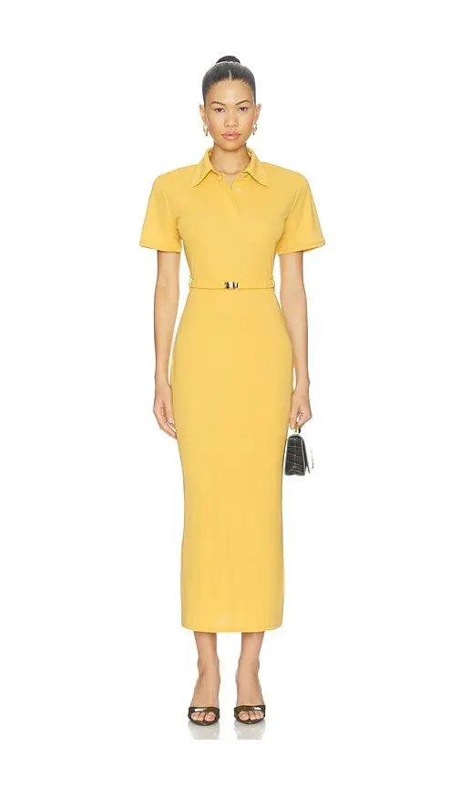 ROWEN ROSE Jersey Polo Dress - Mustard