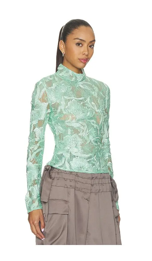 AKNVAS Freja Beaded Lace Top In Mint