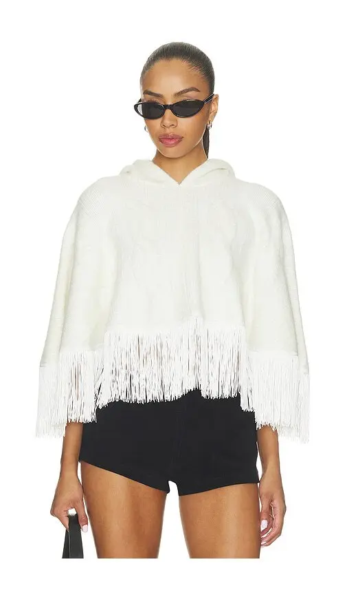 UNDERSTATED LEATHER Whistle Poncho In White - Angora