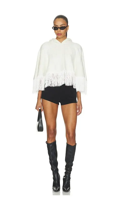 UNDERSTATED LEATHER Whistle Poncho In White