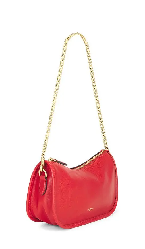 COACH Natural Grain Leather Waverly Shoulder Bag In Red