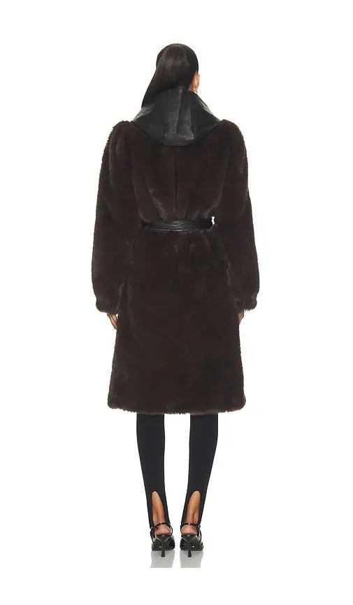 MIMCHIK Penny Maxi Faux Fur Coat In Brown