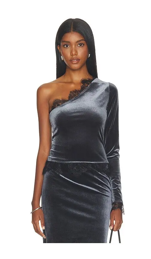 FENERS Reliquia One-shoulder Velvet Top