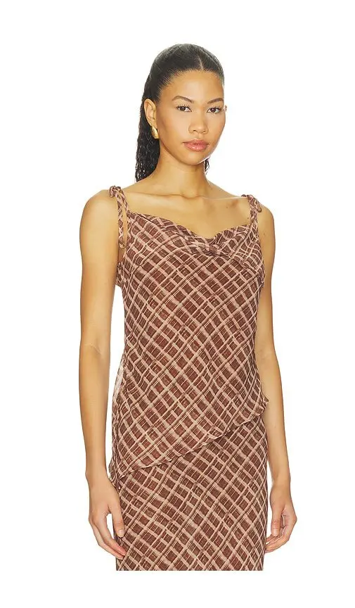 4TH & RECKLESS Carlotta Printed Chiffon Top