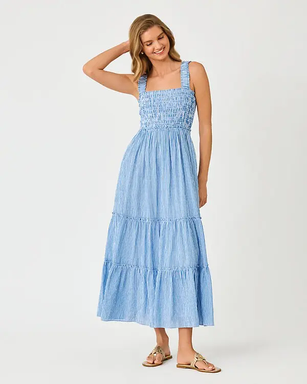 Lilly Pulitzer® Hadly Smocked Maxi Dress - Blue