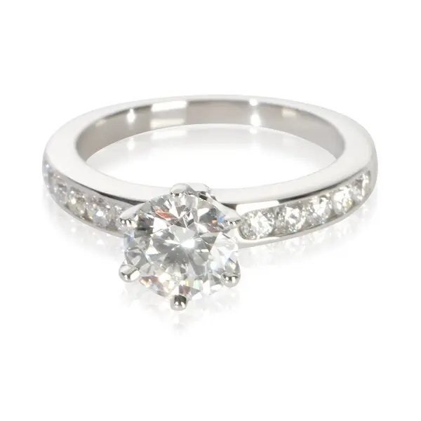 Tiffany & Co. 1.09 Ct Round Brilliant Diamond Channel Set Engagement Ring - Platinum