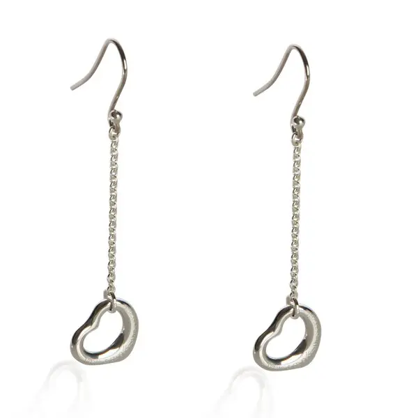 Tiffany & Co. Sterling Silver Elsa Peretti Open Heart Dangle Earrings