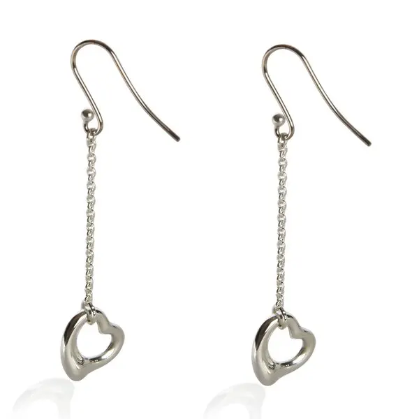 Tiffany & Co. Sterling Silver Elsa Peretti Open Heart Dangle Earrings