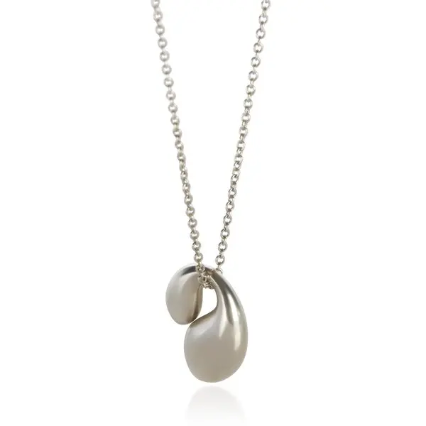Tiffany & Co. Sterling Silver Elsa Peretti Double Teardrop Pendant Necklace - Sterling_silver